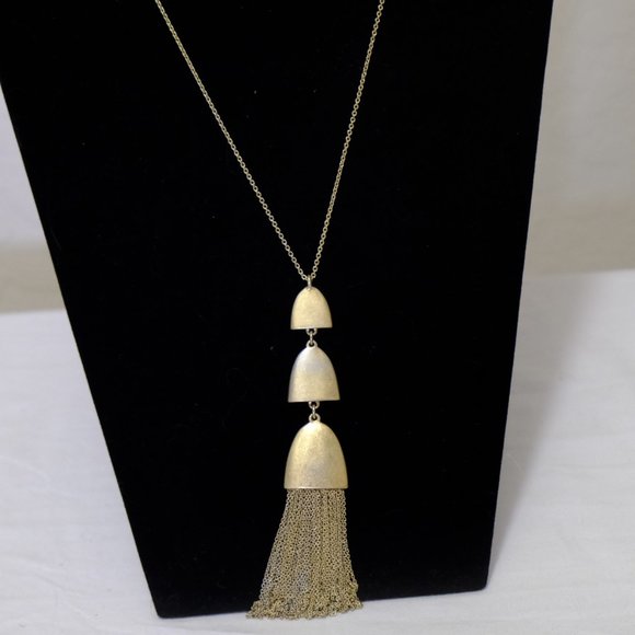 LOFT | Jewelry | Loft Triple Capped Fringe Gold Tone Necklace | Poshmark